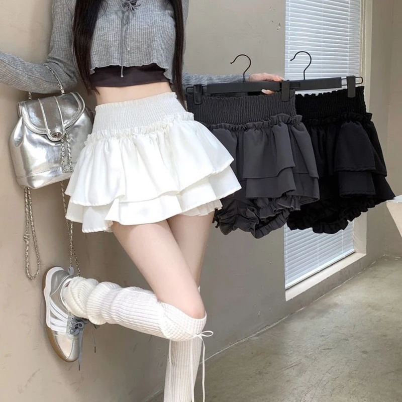 MEXZT-Kawaii-White-Mini-Skirt-Women-Sweet-Lolita-Ruffles-A-Line-Skirts ...