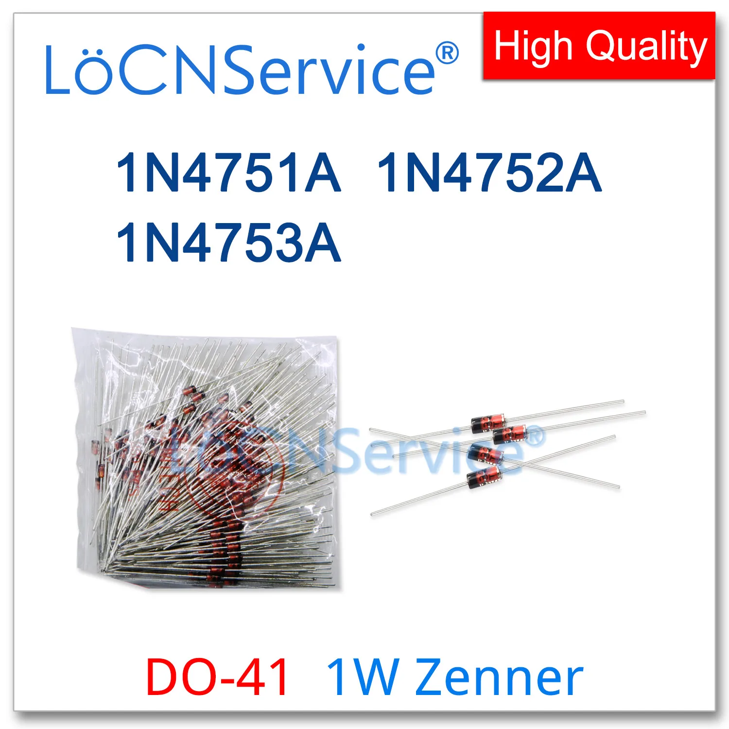LoCNService 250PCS 1W DO41 1N4751A 30V 1N4752A 33V 1N4753A 36V Silicon ...
