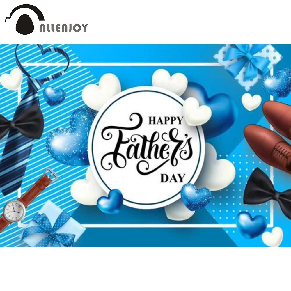 Allenjoy Happy Father's Day Backdrop Blue White Heart Tie Thank You ...