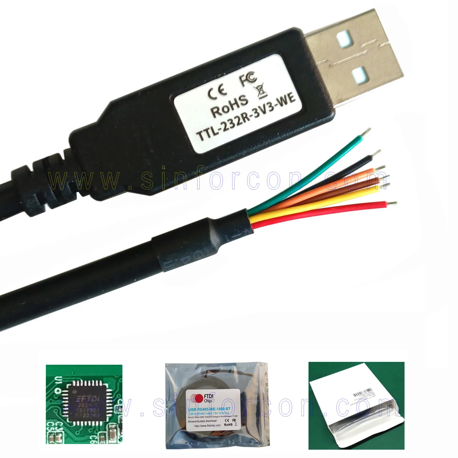 Ttl-232r-3v3-we Ftdi Usb Uart Ttl 3v3 Wire End +3.3v Signalling Adapter ...