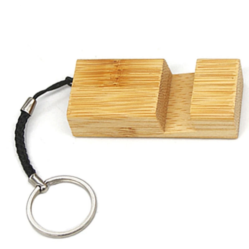 10Pcs Bamboo Phone Holder Keychain Mobile Phone Holder Desk Holder For ...