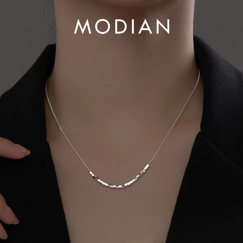 925 Sterling Silver Slide Block | Modian Sterling Silver Necklace - 925 Sterling - Aliexpress