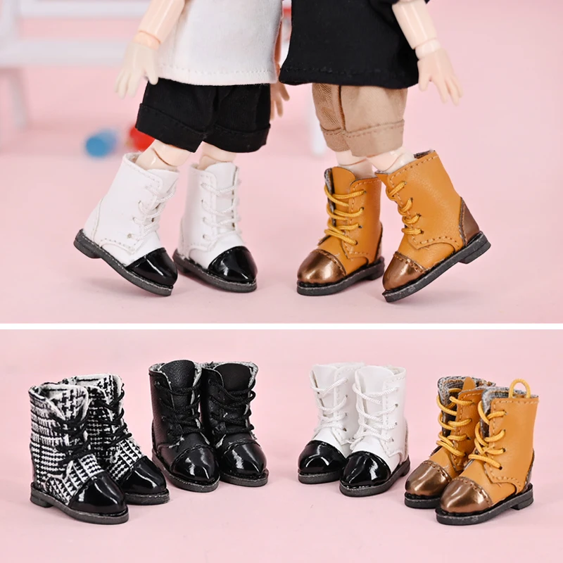 Ob11 Doll Grid Pattern Pointy Toe Shoes Dolls Shoes With Shoelace ...