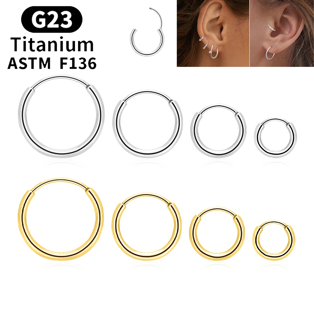 1-10-50PCS-G23-Titanium-Round-Piercing-Hoop-Earrings-Nose-Septum-Ring ...