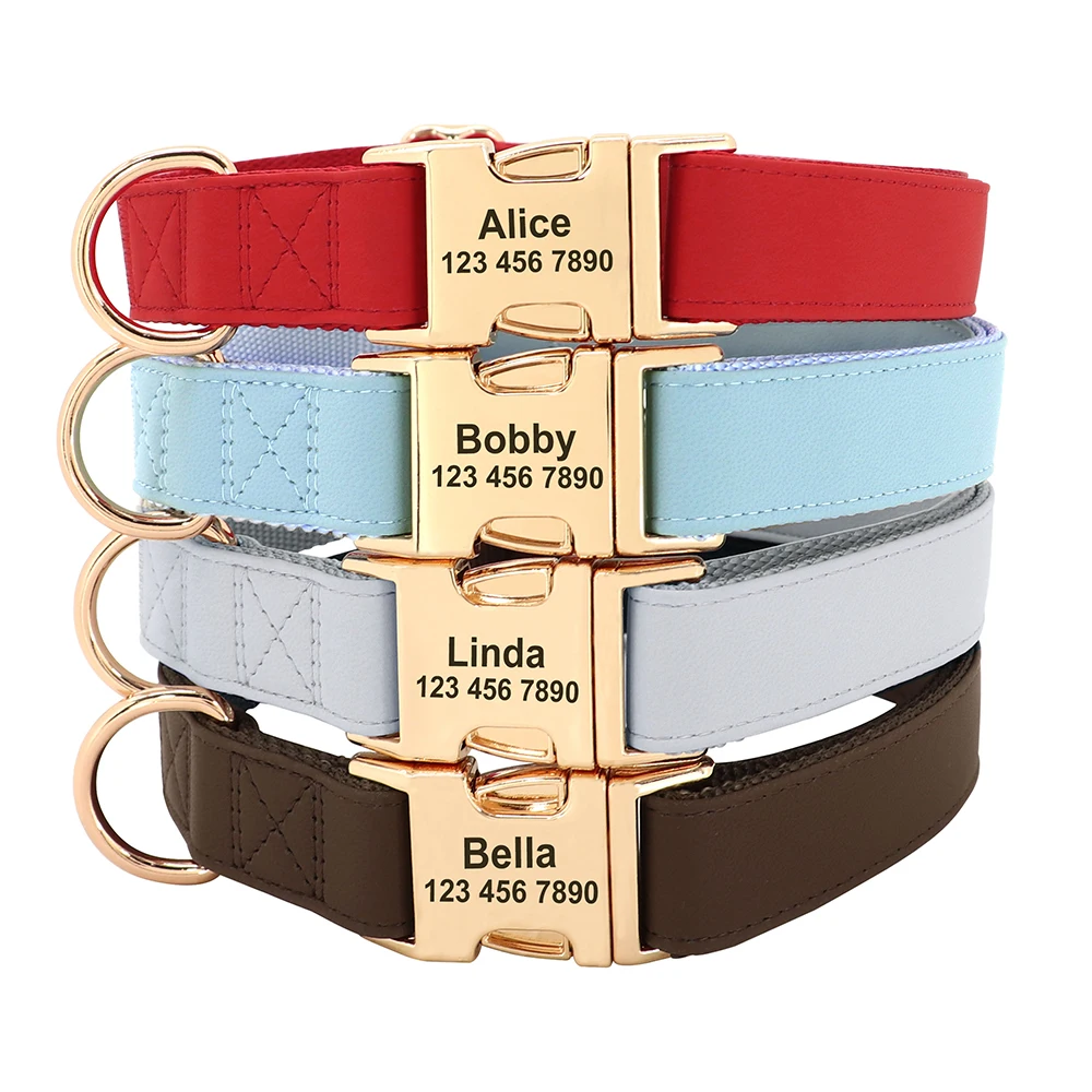 Personalized-Dog-Collar-Leather-Dogs-Collars-Custom-Pet-ID-Tag-Collar ...