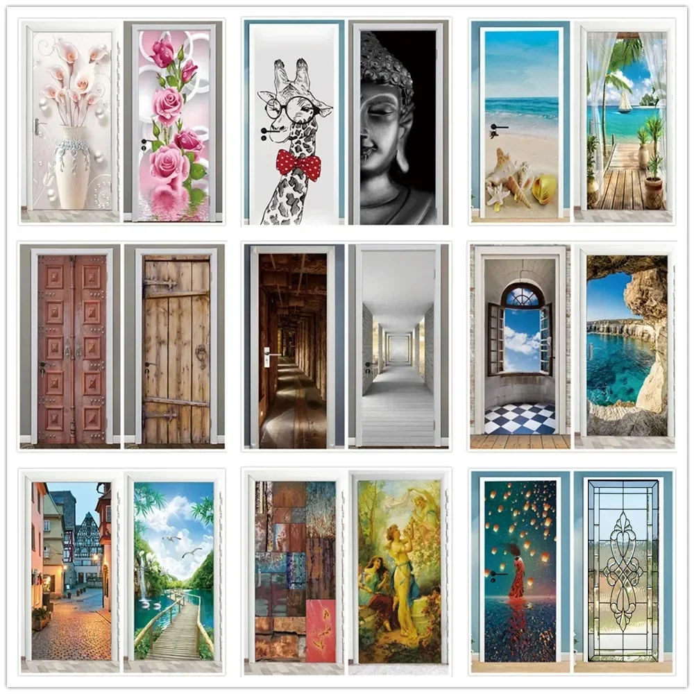 Landscape-Door-Stickers-3D-Removable-Vinilos-Para-Puertas-Adhesive ...