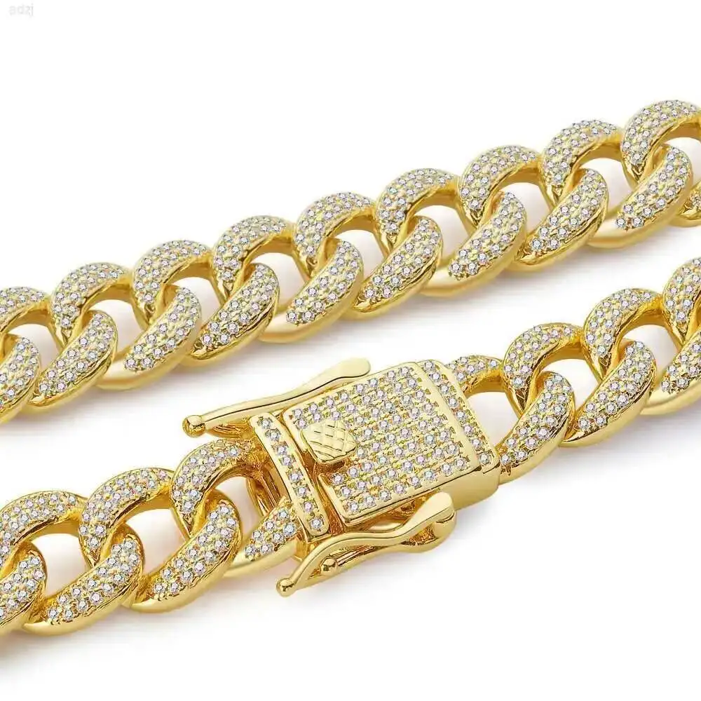 Dortnover Gold Plated Cuban Link Chain Necklace with Pink Moissanite ...
