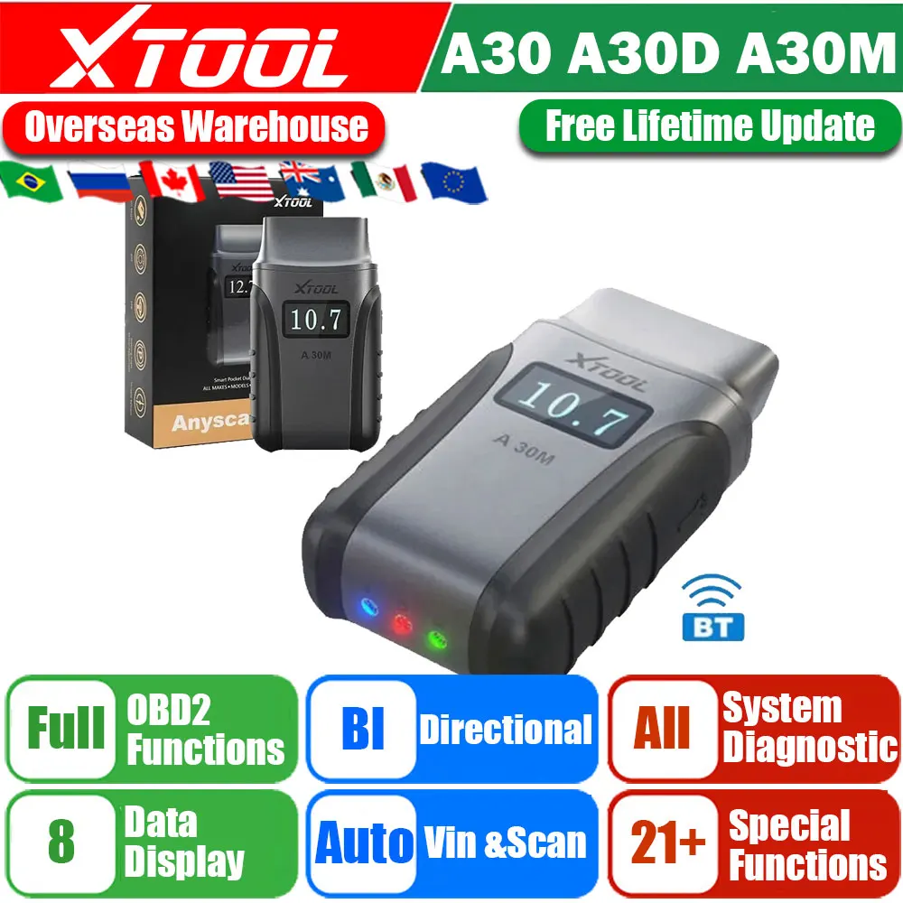 XTOOL-A30-A30D-A30M-OBD2-Auto-Code-Reader-Full-System-Diagnostic-Tool ...