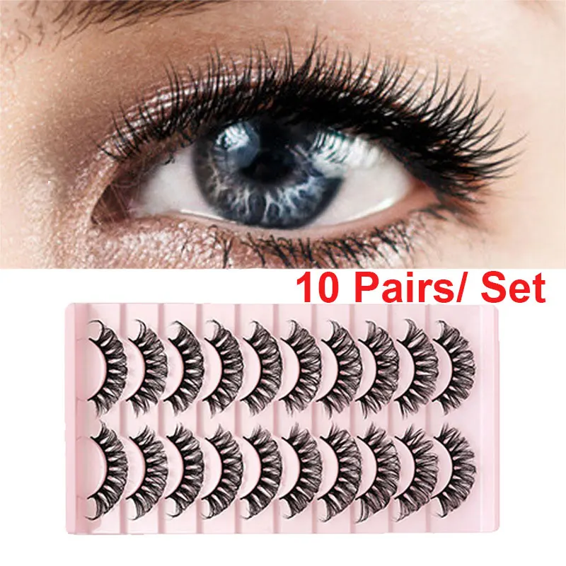 10 Pairs/Kit False Eyelashes Set Thick Lashes Fluffy Volume Fake Lashes ...