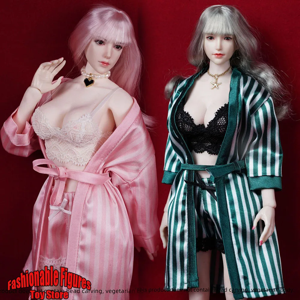 Sa Toys 1 6 Female Soldier Pajamas Satin Nightgown Robe Shorts Lace Bra