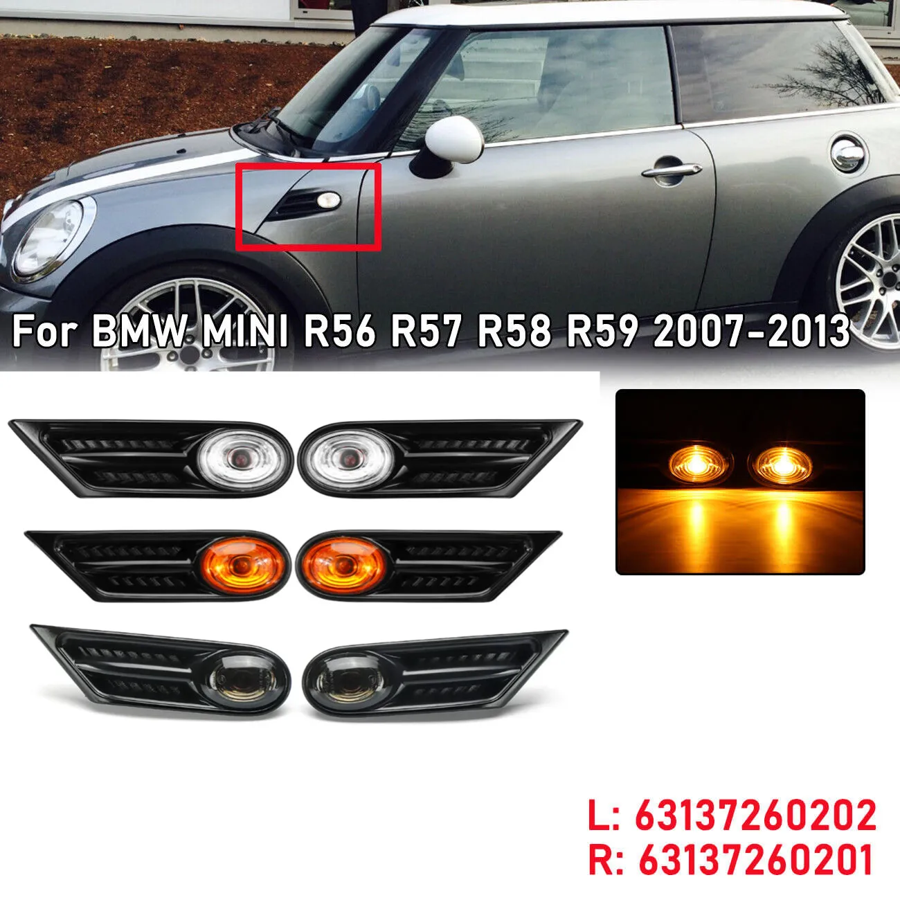 Pair-LED-Side-Marker-Light-Car-Turn-Signal-Blinker-Lamp-For-BMW-MINI ...