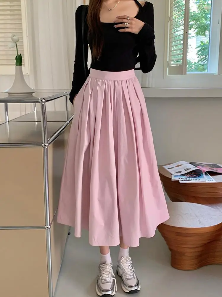 Spring-And-Autumn-New-Fashion-Women-s-Sweet-Elegant-High-Waist-Pleated ...