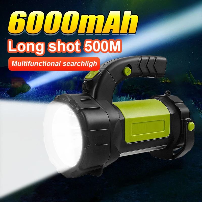 Portable-6000mAh-Multifunctional-Searchlight-High-Power-Led-Flashlight ...