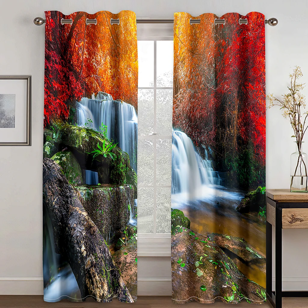 Wonderful-Landscape-Waterfall-3D-digital-Print-Curtain-Living-Room ...