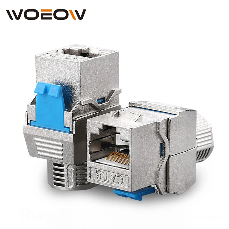 WoeoW-Cat6a-Cat7-Cat8-Keystone-Jack-RJ45-STP-Tool-Less-Type-Zinc-Alloy ...