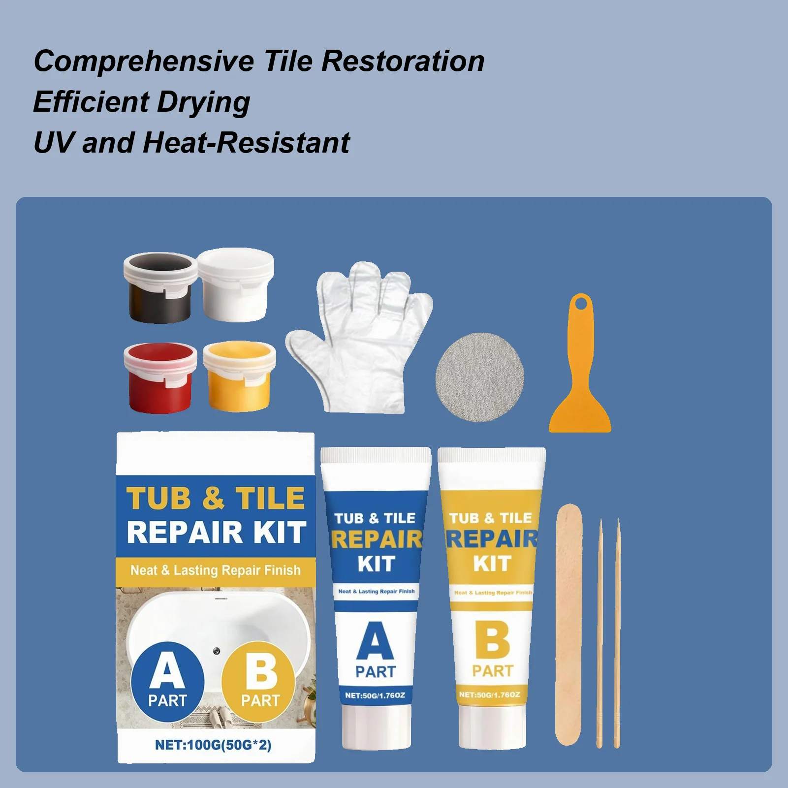 Ceramic Tile Repair Kit Waterproof Marble Caulk Strong Adhesive Cracked ...