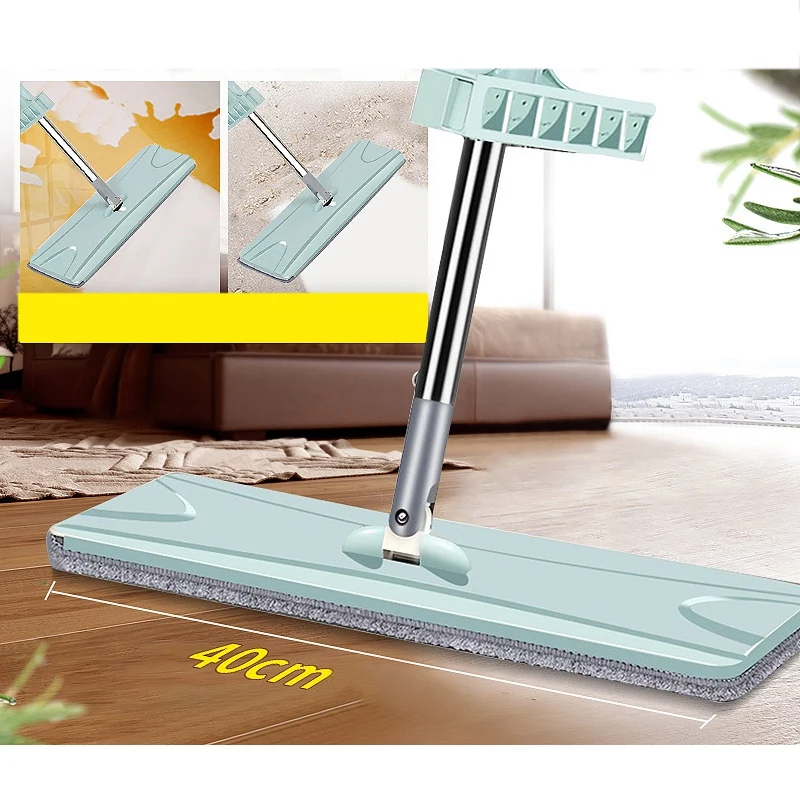 Hands-Free-Self-Wring-Squeeze-Microfiber-Spin-Push-Mop-Clean-Tool-Mop ...
