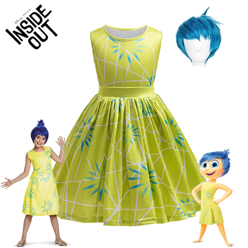 2PCS-Inside-Out-Joy-Cosplay-Costume-Princess-Dress-Wig-for-Kids-Girls ...