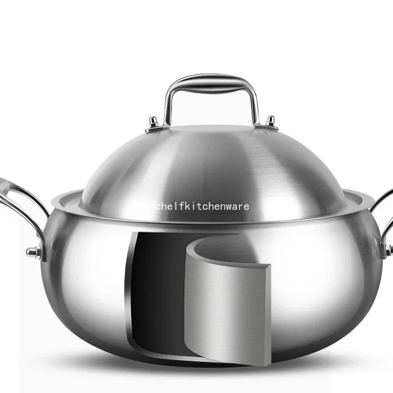 German technology 316 stainless steel soup pot Steamer Two ear uncoated ...