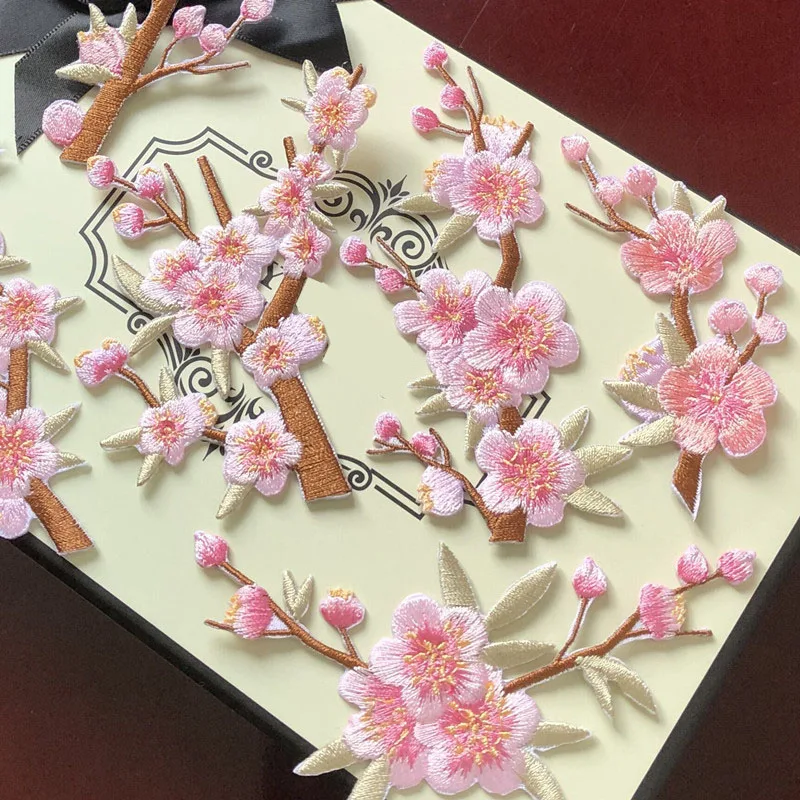 Flower Branch Applique Embroidery Sewing Patch Iron on Glue Sakura ...