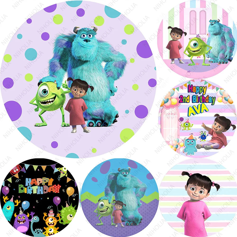 Monsters-University-Round-Background-Girl-Boo-Blue-Elastic-Backdrop ...