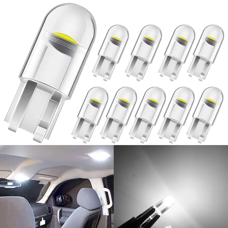 10-50-100-PCS-T10-W5W-LED-Bulbs-COB-12V-7000K-White-Car-Signal-Lights ...