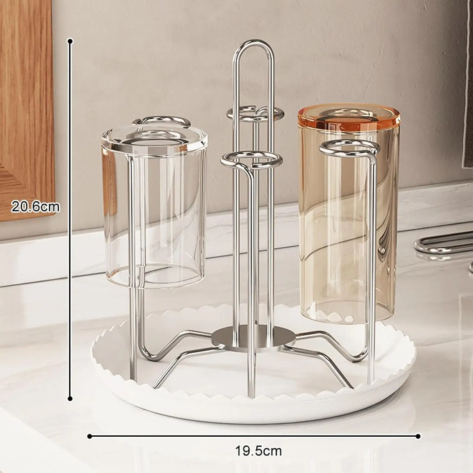 Cup Drying Rack Stainless Steel Simple with 6 Hooks Lightweight ...