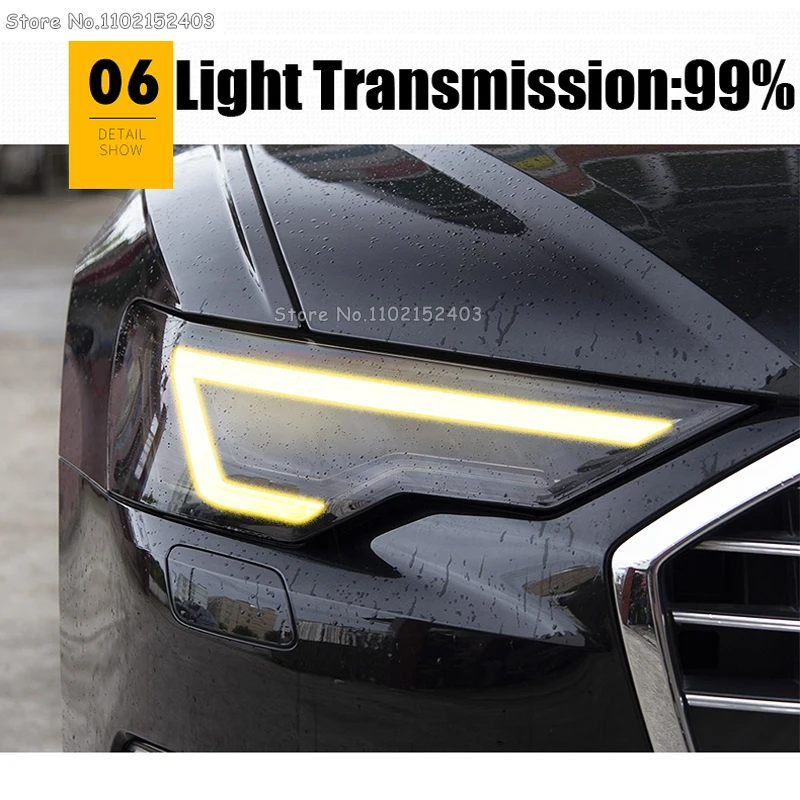 TPU-Car-Front-Headlights-Smoke-Black-Protective-Film-Transparent-Headlamps-Self-Healing-Precut ...