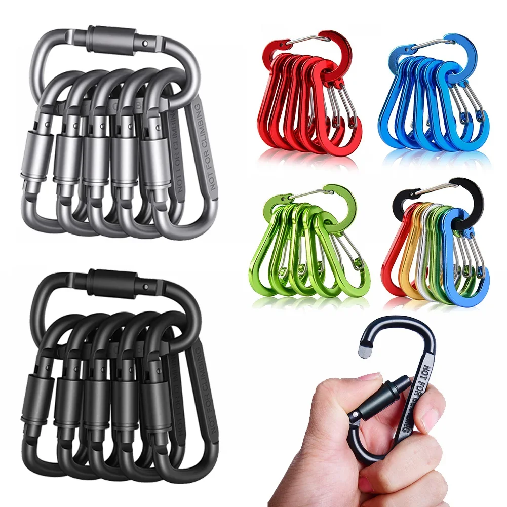 6pcs-Backpack-Carabiner-Keychain-Outdoor-Camping-Hiking-Aluminum-Alloy ...