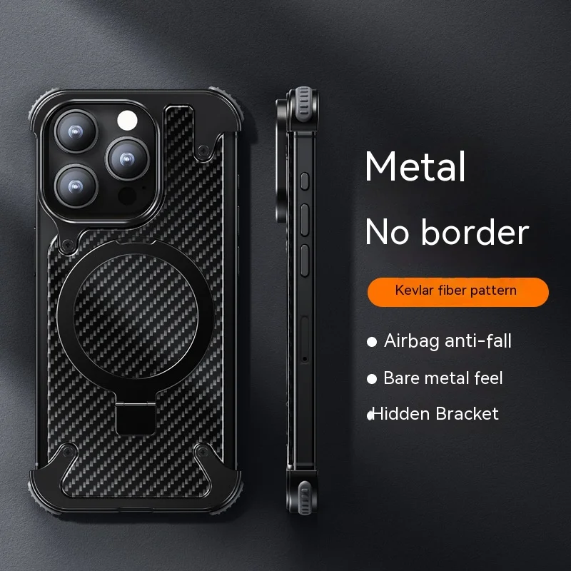 Rimless-Phone-Case-for-iPhone-Magnetic-Metal-Stand-Frosted-Matte-Back ...