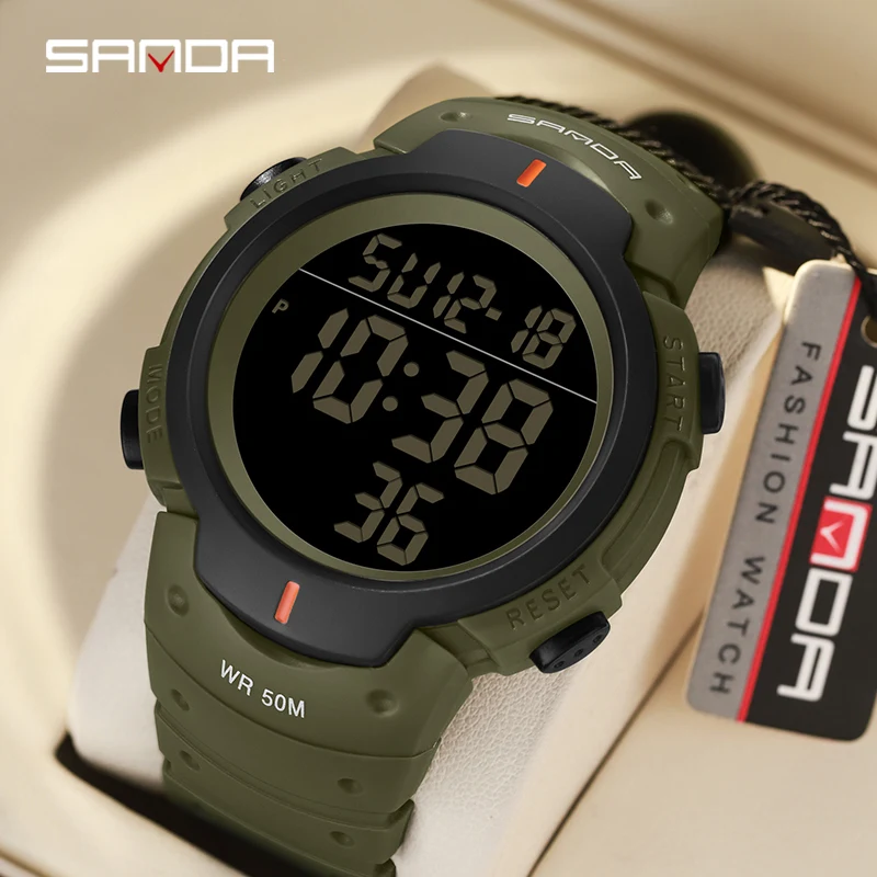 SANDA-Fashion-Sport-Electronic-Watch-Men-Military-Watches-Alarm-Clock ...