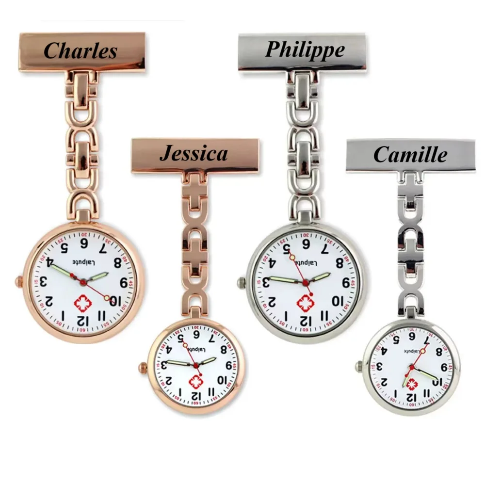 Personalised Nurse Pocket Watches with Pin Name Custom Fob Portable ...