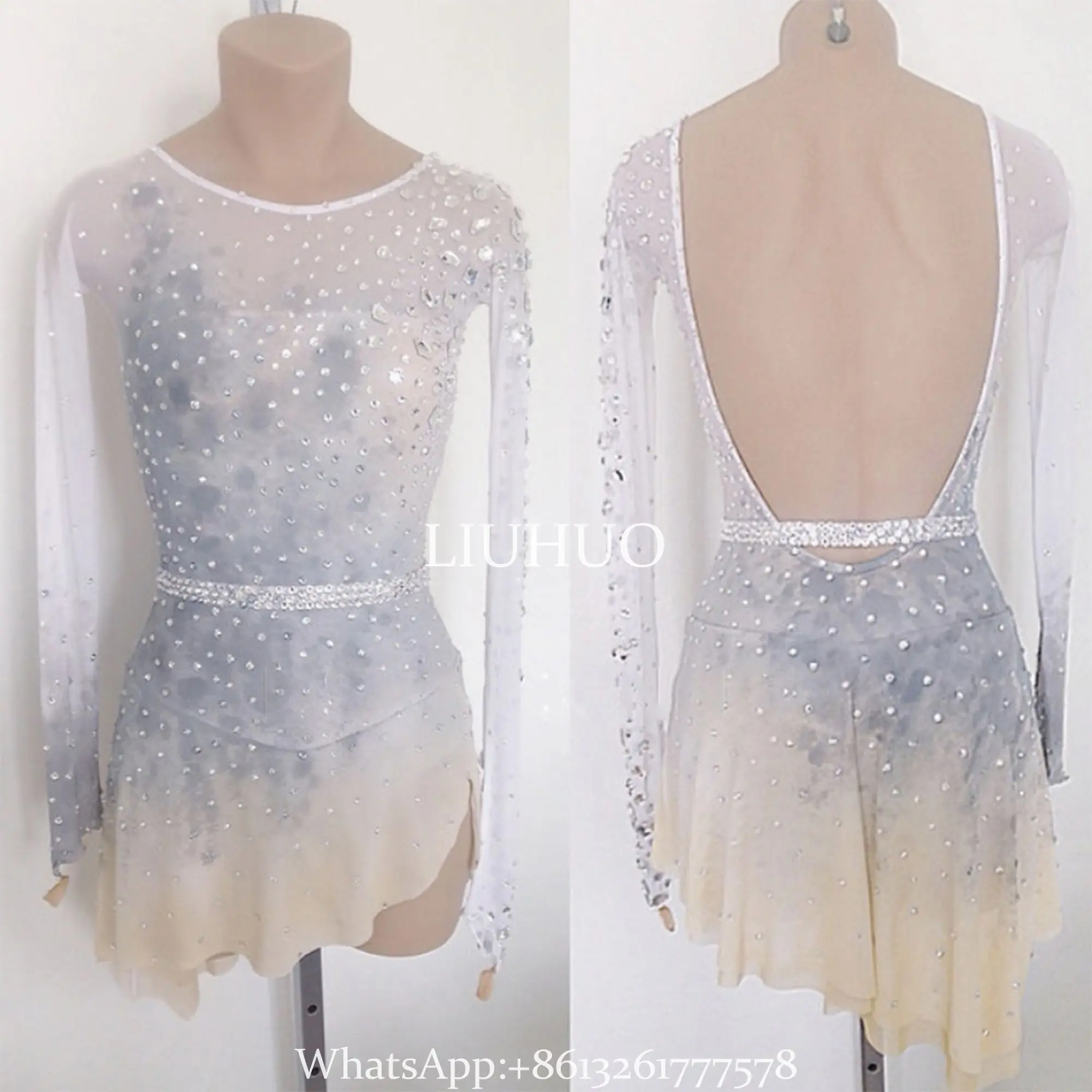 Ice-Skating-Dress-Women-s-Girls-Gray-White-Figure-Skating-Dress ...