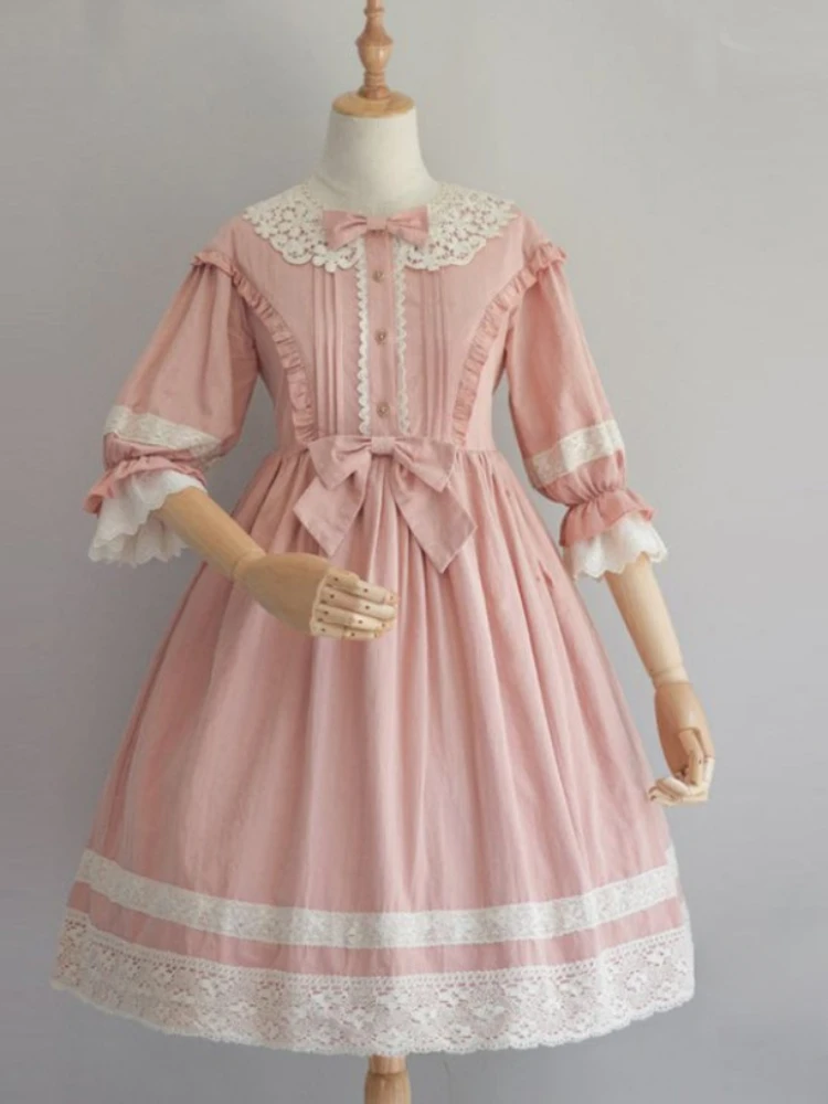 2024-New-Vintage-Lace-Bow-Tie-Apron-Dress-Cute-Court-Princess-Lolita ...