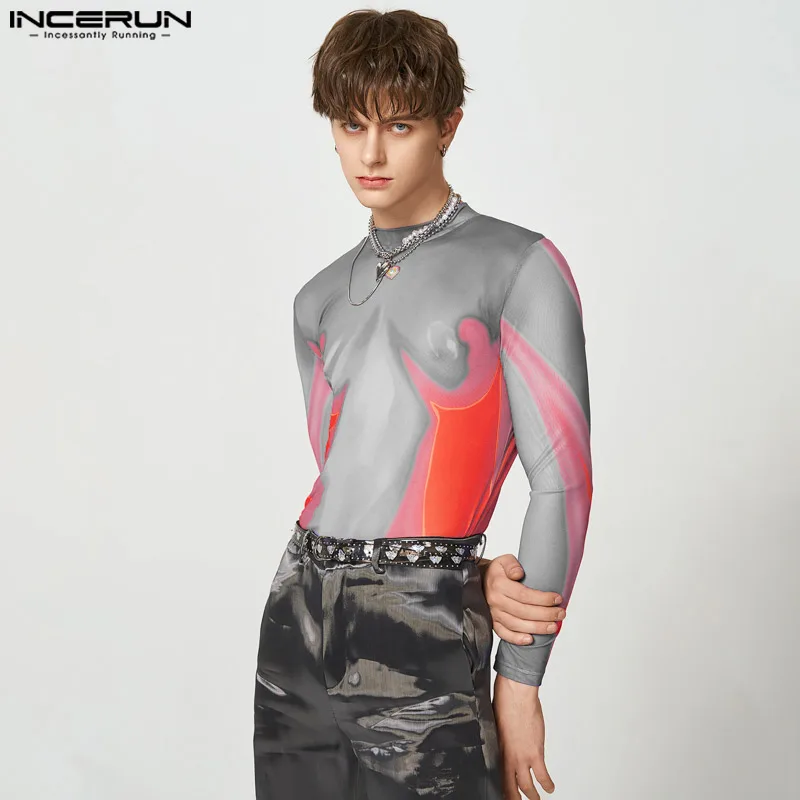 INCERUN 2023 Handsome Well Fitting Tops Men's T shirts Fashion Long ...