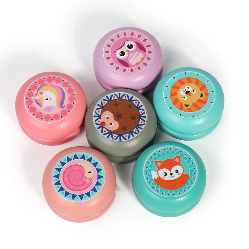 Professional-Children-Yoyo-Ball-Cute-Animal-Prints-Wooden-Yo-Yo-Toys ...