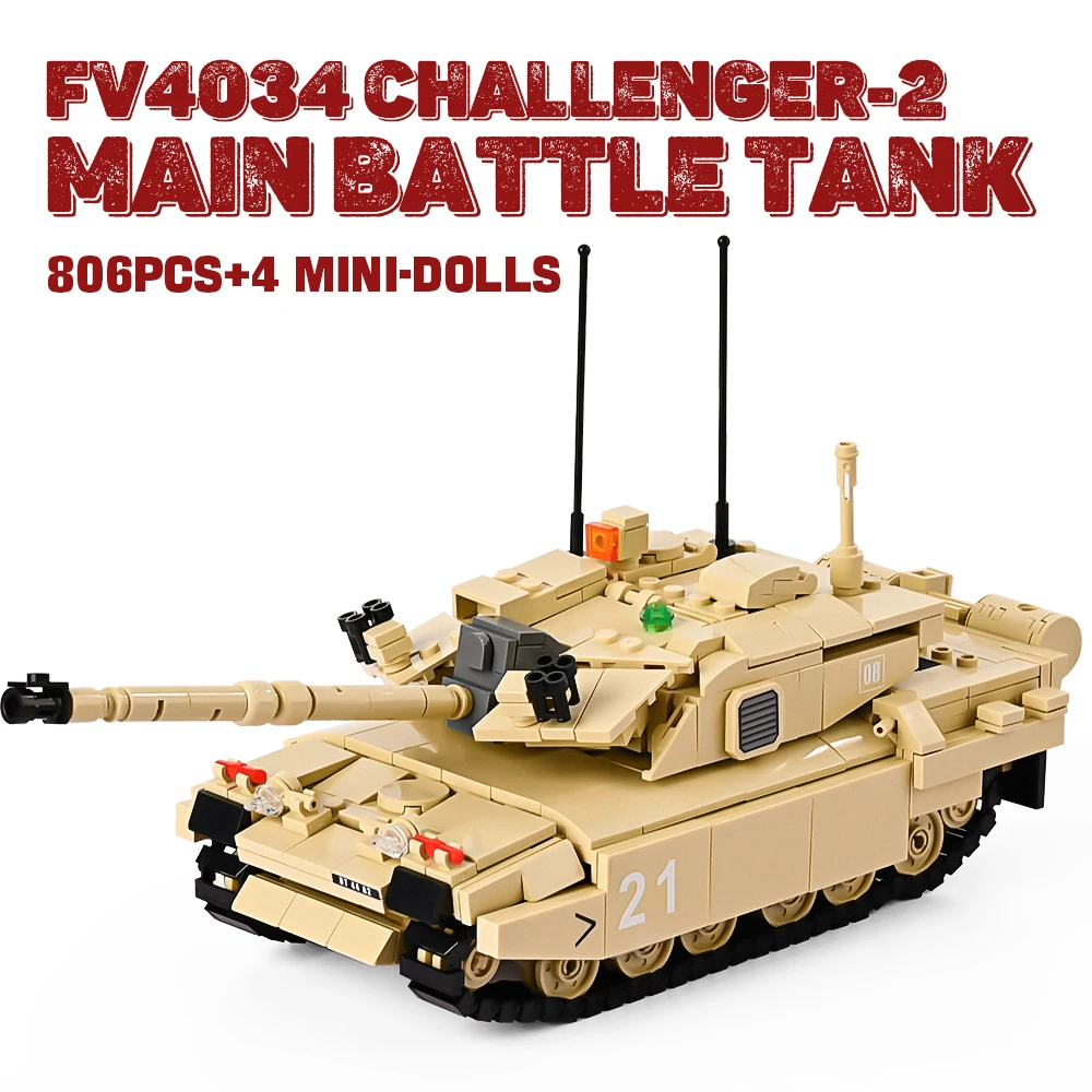 WW2 Military Challenger II Main Battle Tank Building Bricks Soldiers ...