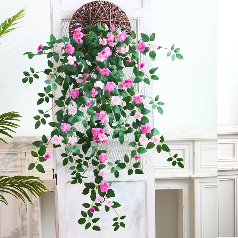 1M-Artificial-Rose-Flower-Rattan-Wall-Hanging-Decoration-Wedding-Home ...