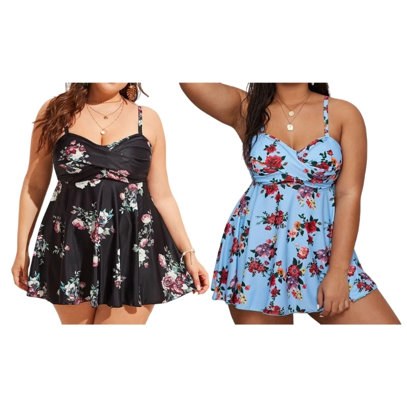 Womens-Big-Size-Tankini-Swimsuits-2-Piece-Bathing-Suit-Floral-Print ...