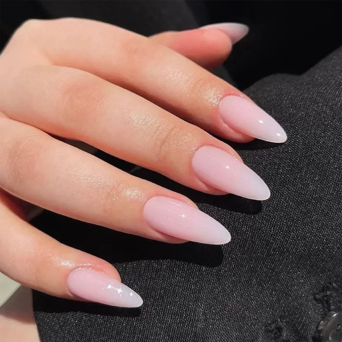 24Pcs-Pink-Gradient-Almond-False-Nails-Simple-with-French-Design ...