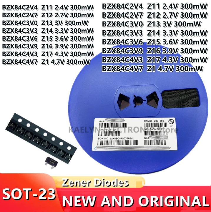 3000PCS-Zener-Diodes-BZX84C2V4-84C2V7-84C3V0-84C3V3-84C3V6-84C3V9-84C4V3-84C4V7-84C5V1-84C5V6 ...