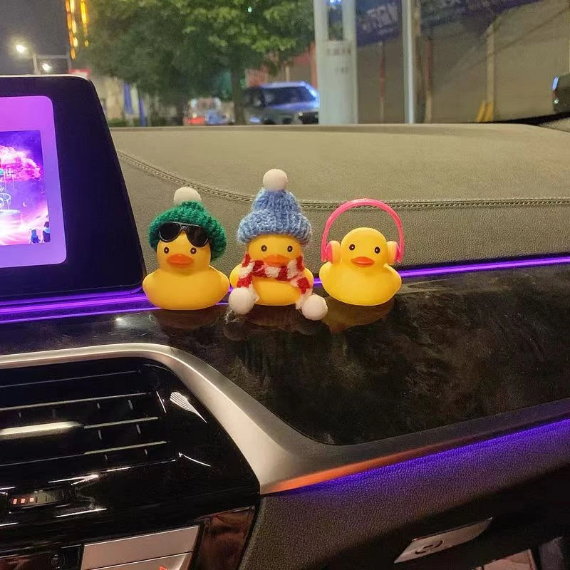Yellow Car Duck Rubber For Car Accessories Dashboard Toy Small Duck Car ...