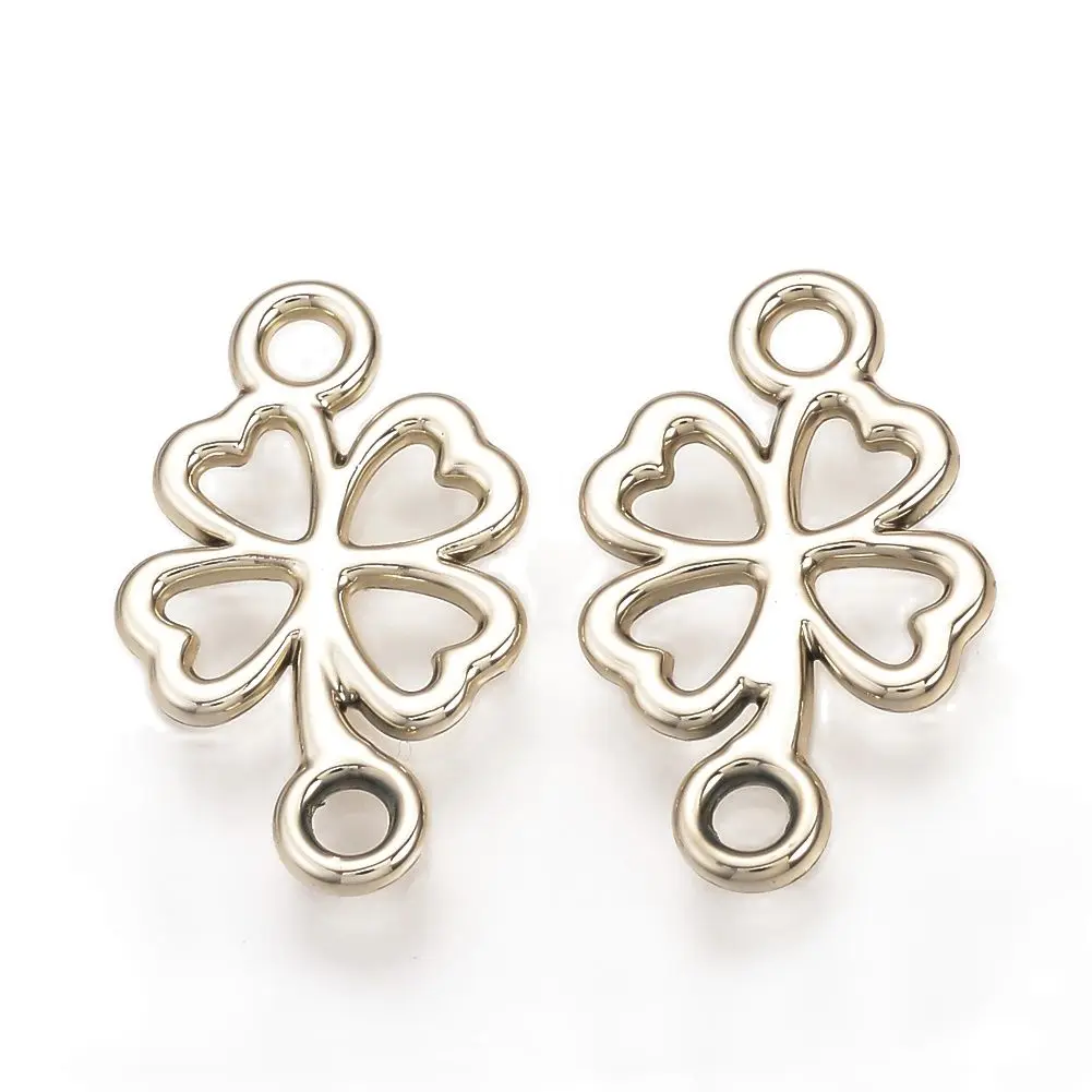 Pandahall 100Pcs Light Gold Color Four Leaf Clover Alloy Links ...