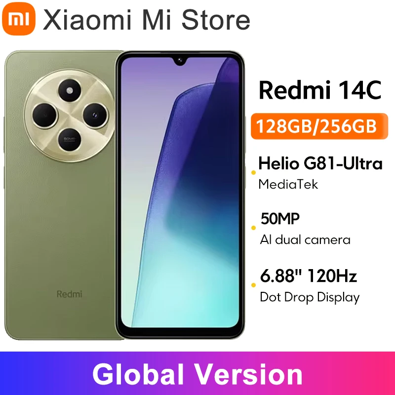 Global Version Xiaomi Redmi 14C Smartphone MediaTek Helio G81-Ultra HyperOS 50MP AI Dual camera ...