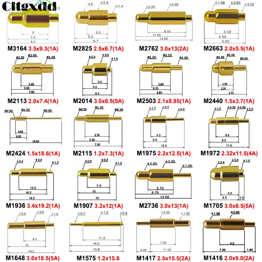 Cltgxdd 1PCS 1A 2A 4A 5A High Current PCB Spring Loaded PogoPin Probe ...
