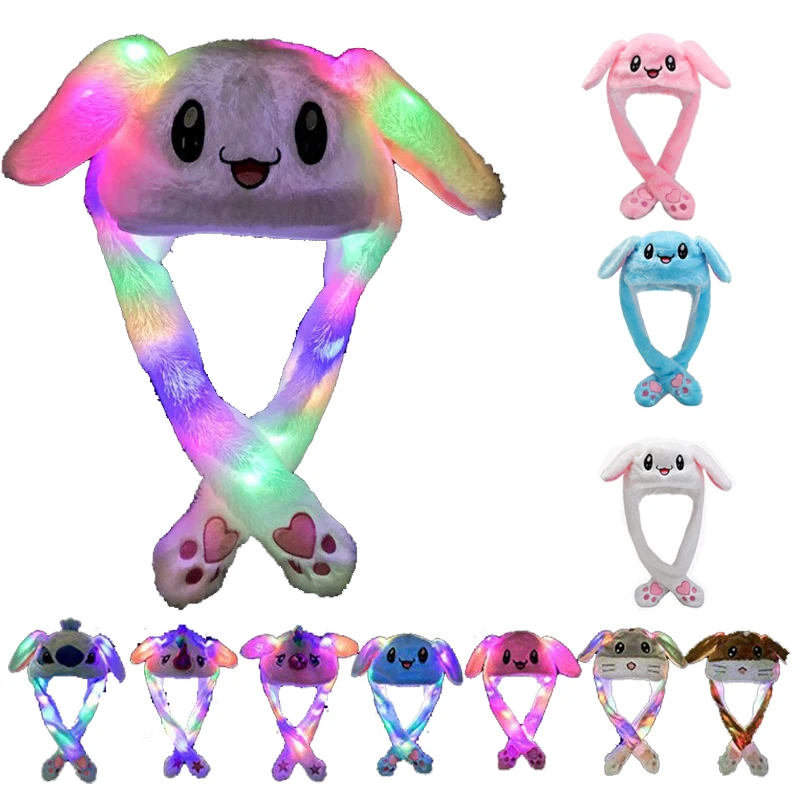 Glowing Plush Moving Rabbit Hat Glowing Hat And Ear Moving Bunny Hat ...