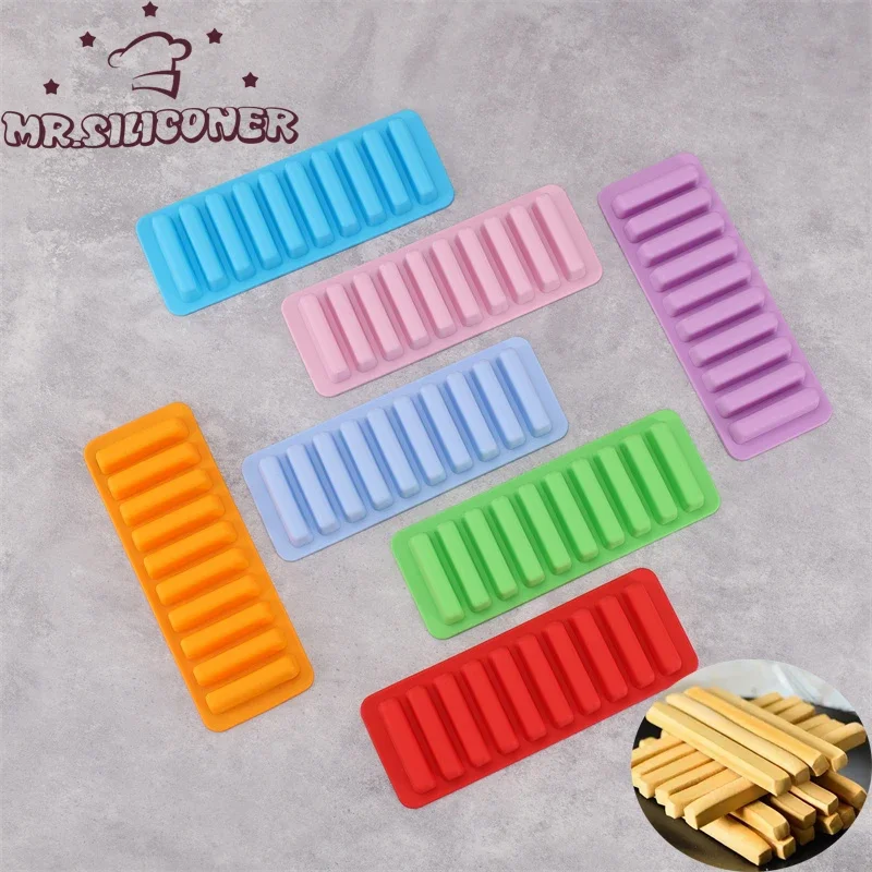 10-Grids-Long-Strip-Shape-Silicone-Ice-Cube-Mould-Non-Stick-Stick-Shape ...