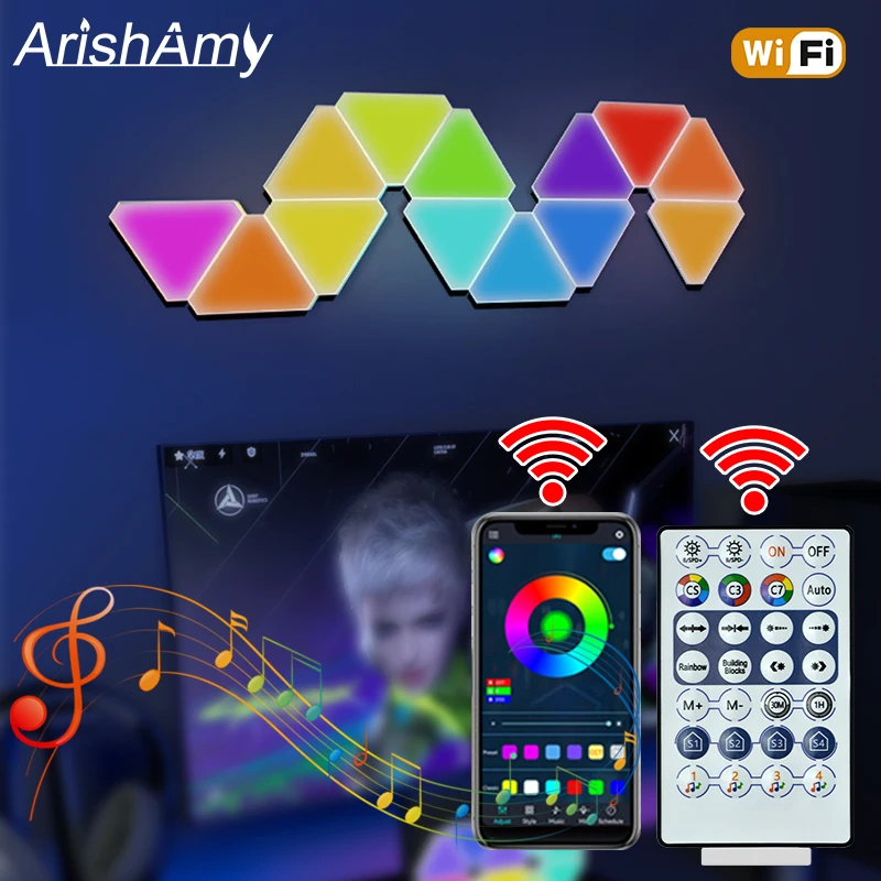 New-Triangle-WIFI-APP-Bluetooth-LED-Indoor-Atmosphere-Wall-Lamps-For ...