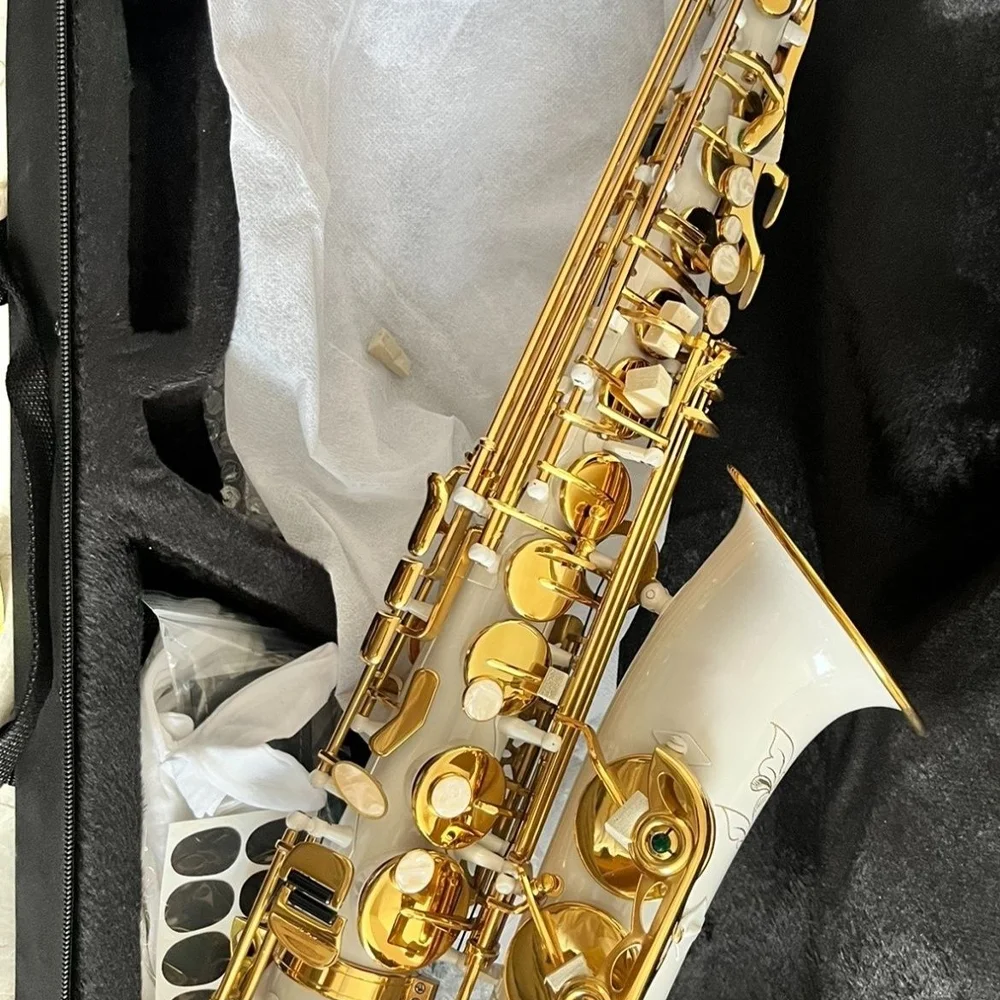 Saxofón Alto 992 e-flat, cuerpo blanco lacado, modelo de llave dorada ...
