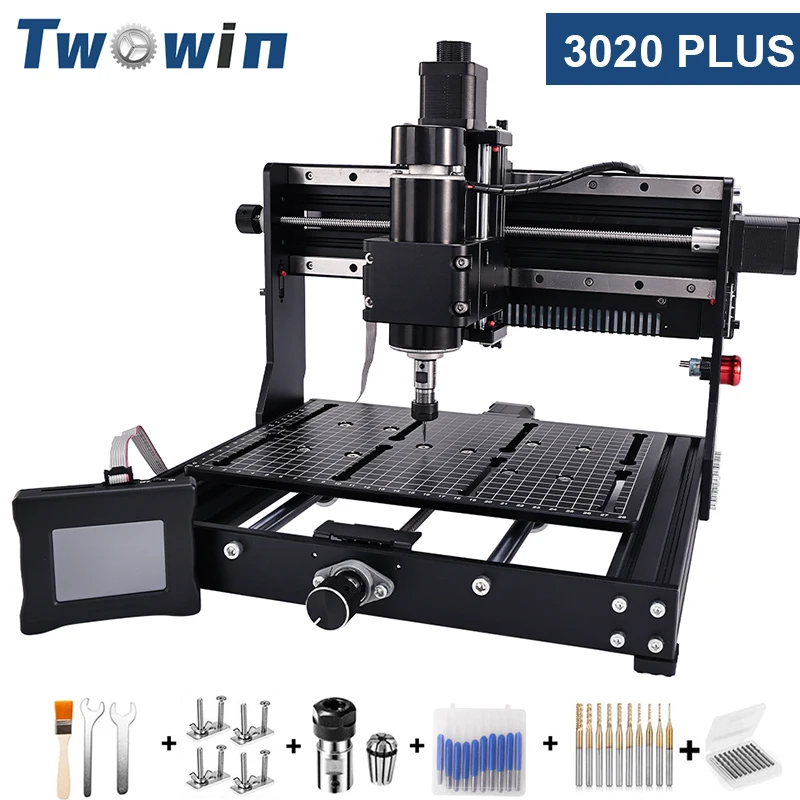 TWOWIN CNC 3020 Plus Laser Engravr Metal Engraving CNC Machine 500W Spindle GRBL Control DIY ...